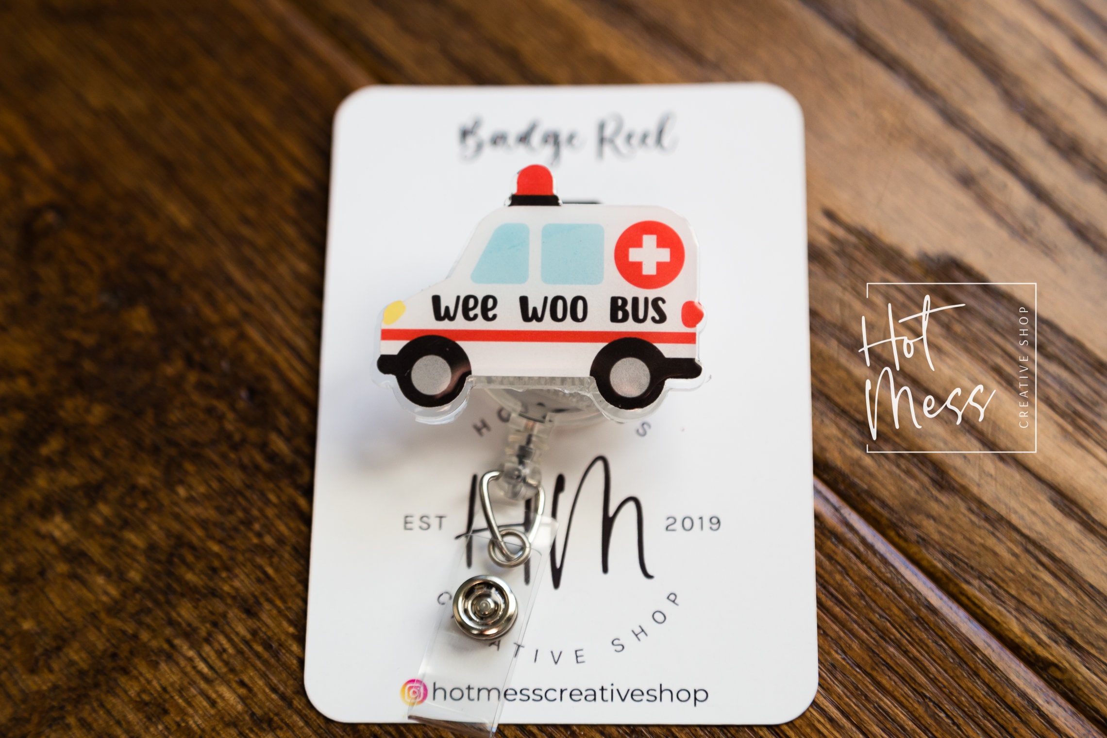 Wee Woo Ambulance Badge Reel, Funny Badge Reel, Retractable Badge Reel ...