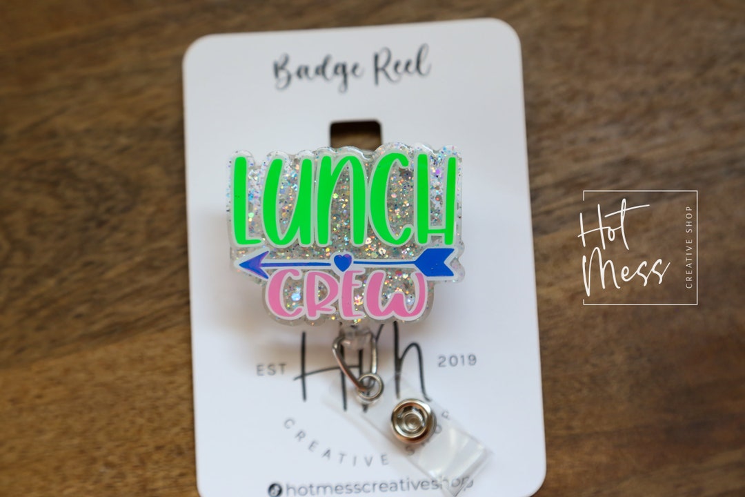 Lunch Crew Badge Reel, Back to School ID Holder, Interchangeable Badge ...