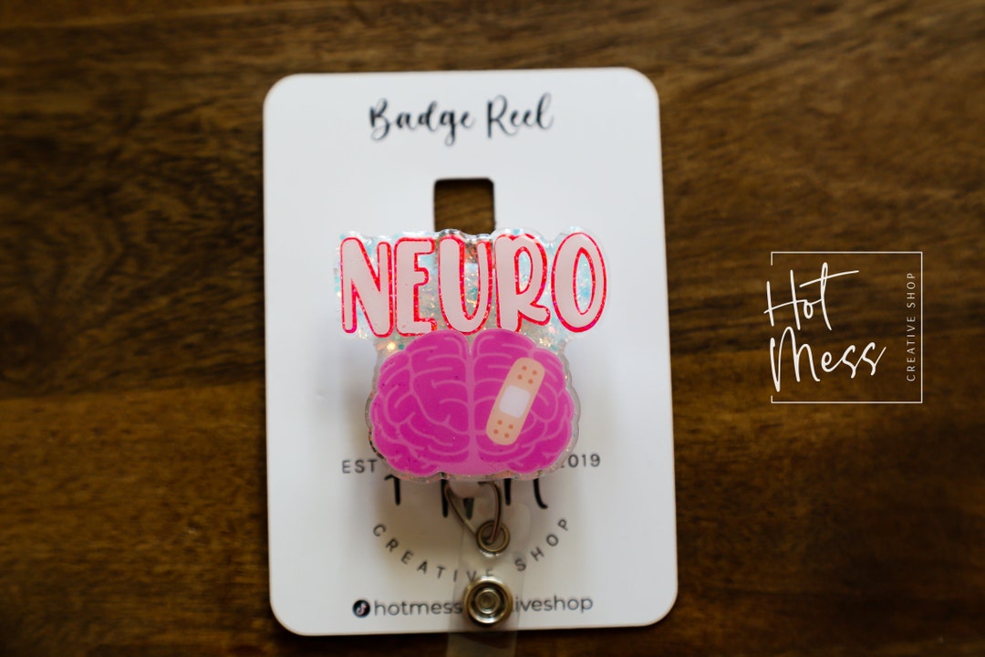 Neurology Badge Reel, Cute Badge Reel, Nurse ID Holder, Brain Badge ...