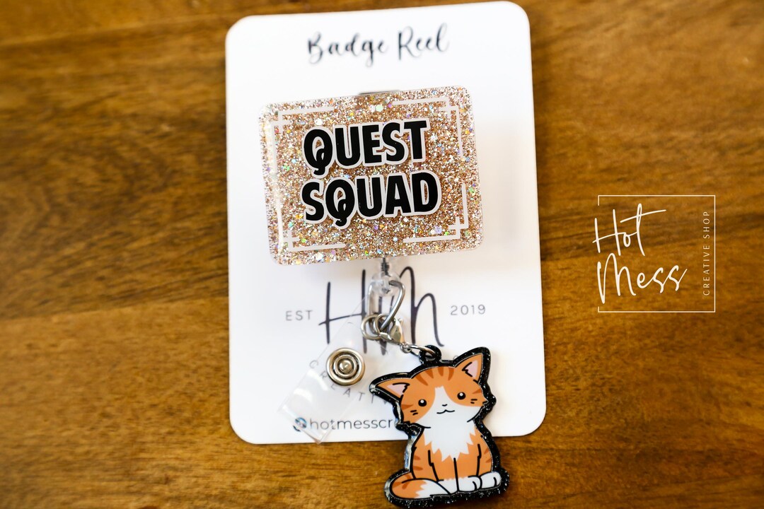 Glitter Quest Squad Patch Badge Reel, Book Nerd Badge Reel ...