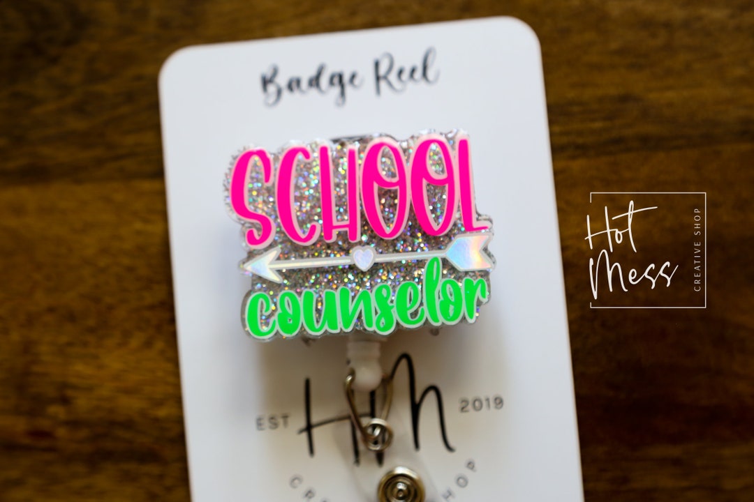 School Counselor Badge Reel, Counselor Gift, School Psychologist Pin ...