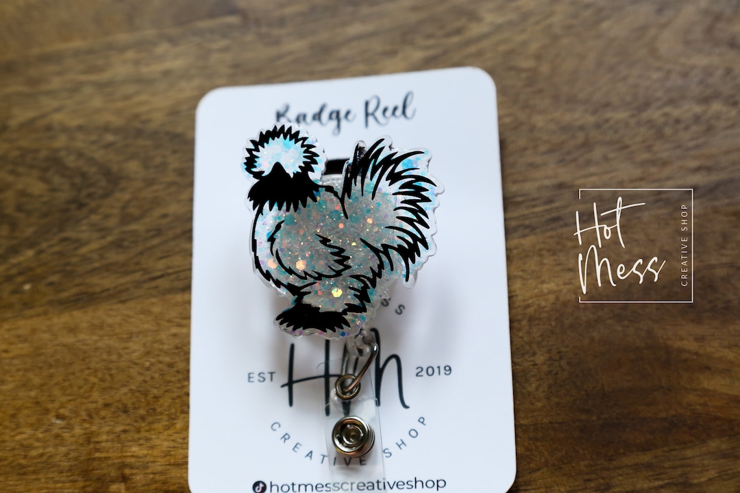 Crazy Chicken Lady Badge Reel, Silkie Chicken Interchangeable Badge ...