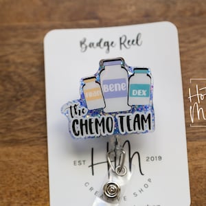 The Chemo Team Badge Reel, Oncology Badge Reel, Nurse ID Holder, Cancer ...