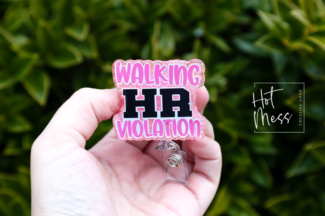Walking HR Violation Funny Badge Reel, Night Shift Badge Reel, Office ...