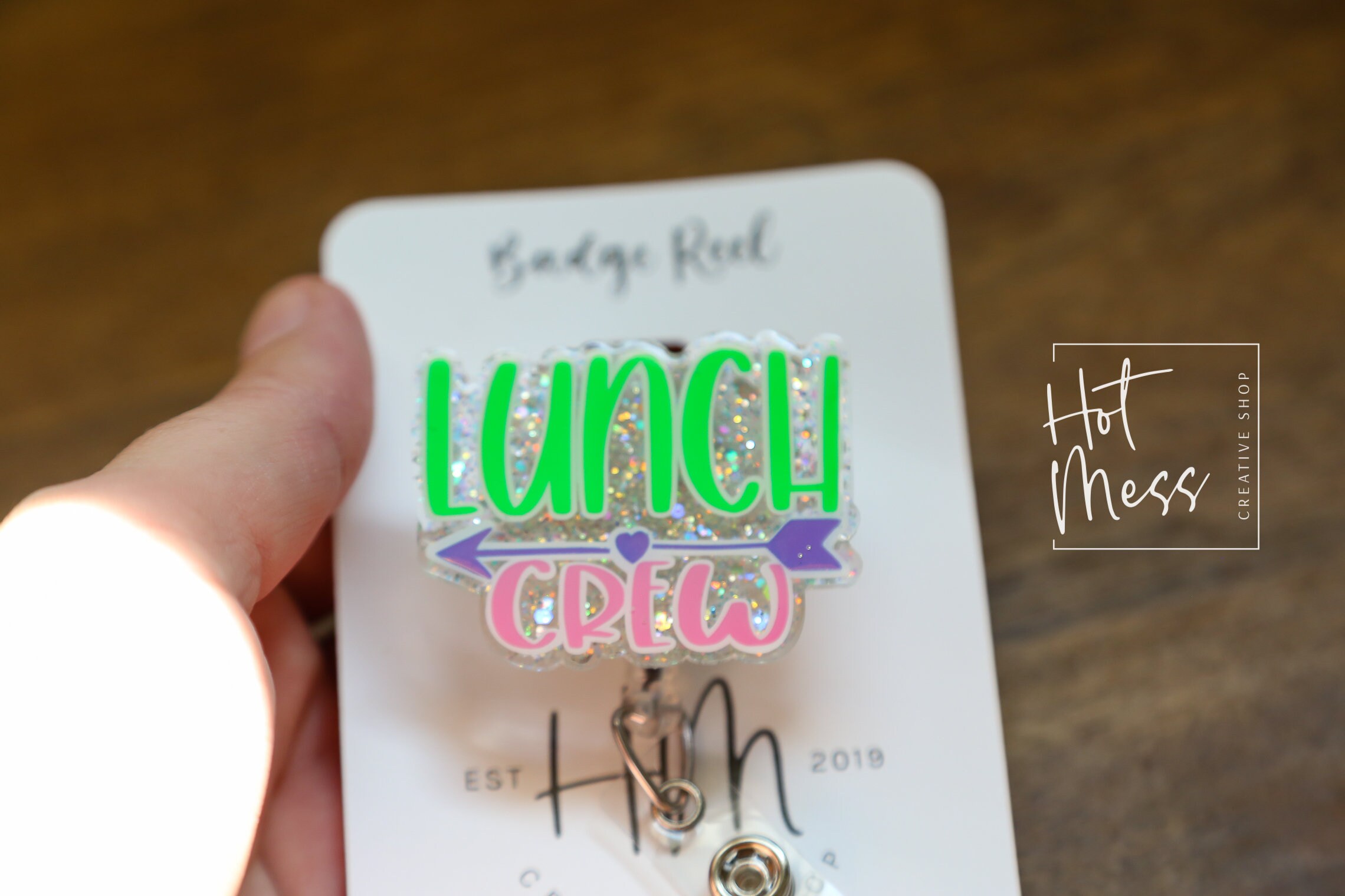 Lunch Crew Badge Reel, Back to School ID Holder, Interchangeable Badge ...