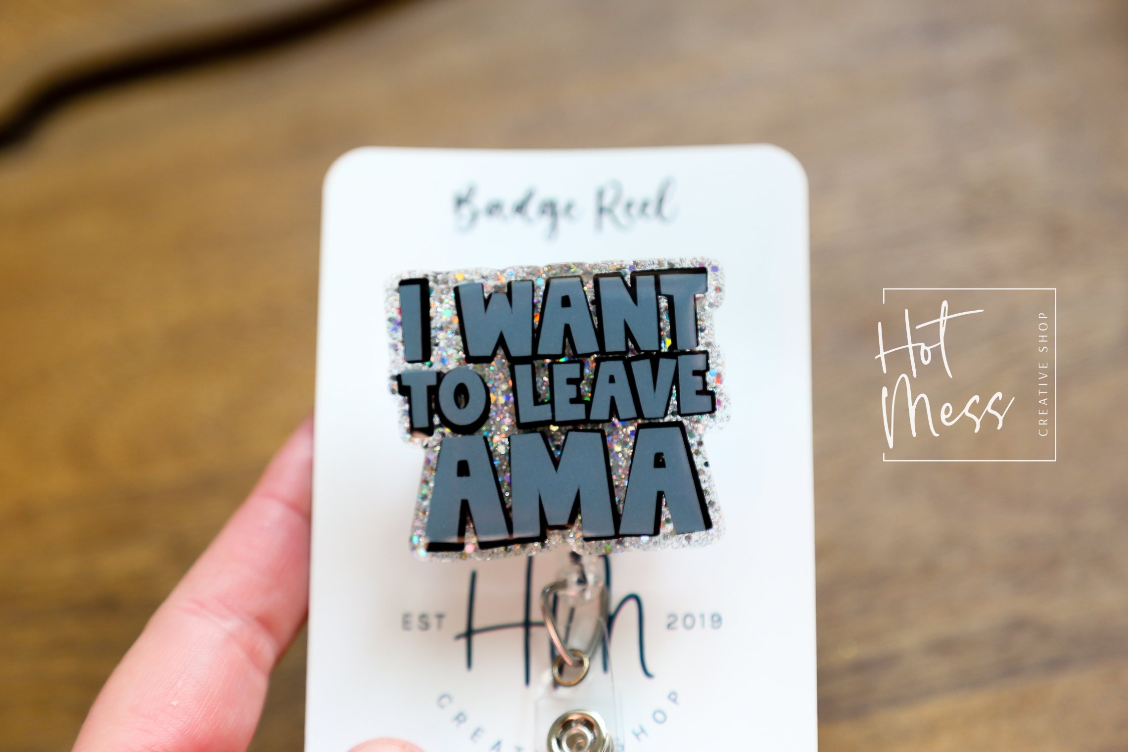 I Want to Leave AMA Funny Badge Reel, Nurse Badge Reel, ID Holder, ICU ...