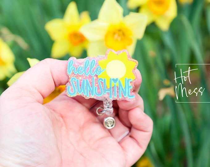 Hello Sunshine Retractable Badge Reel: Cheerful Sun Badge Holder - Etsy