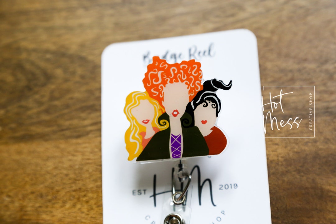 Witch Badge Reel, Sanderson Sisters Halloween Badge Reel, Halloween ID ...
