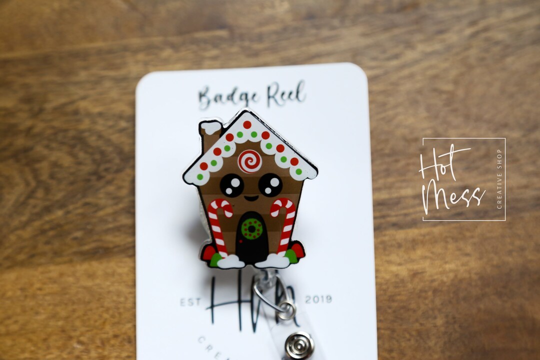 Gingerbread House Badge Reel, Christmas Badge Reel, Nurse Badge Reel ...