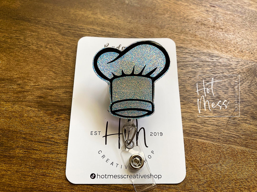 Chef Hat Badge Reel, Chef Hat ID Holder, Retractable Acrylic Badge Reel ...