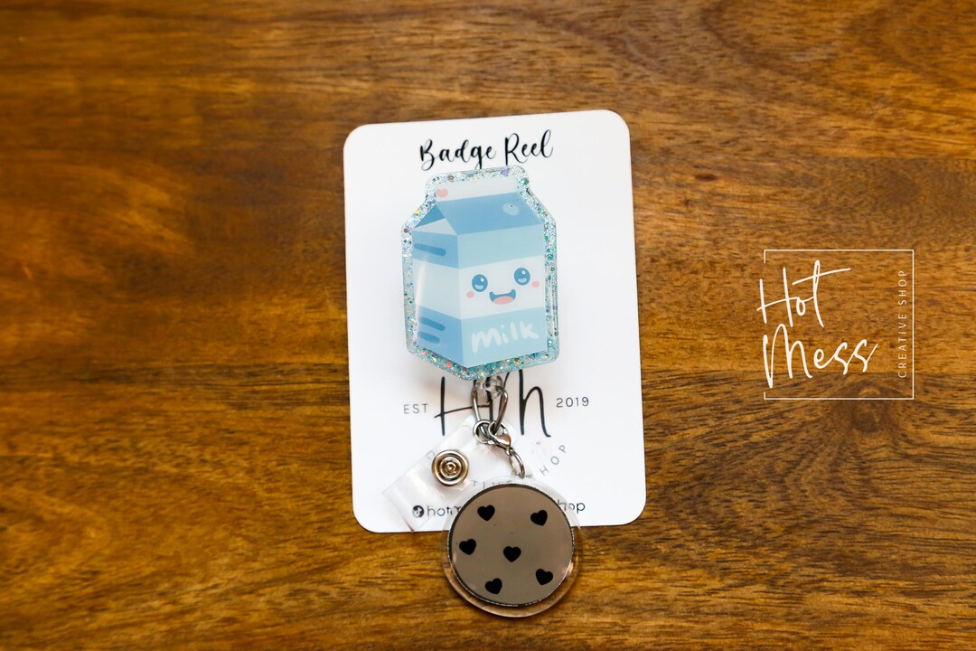 Cookies and Milk Badge Reel, Funny Badge Reel, Waitress Badge Reel ...