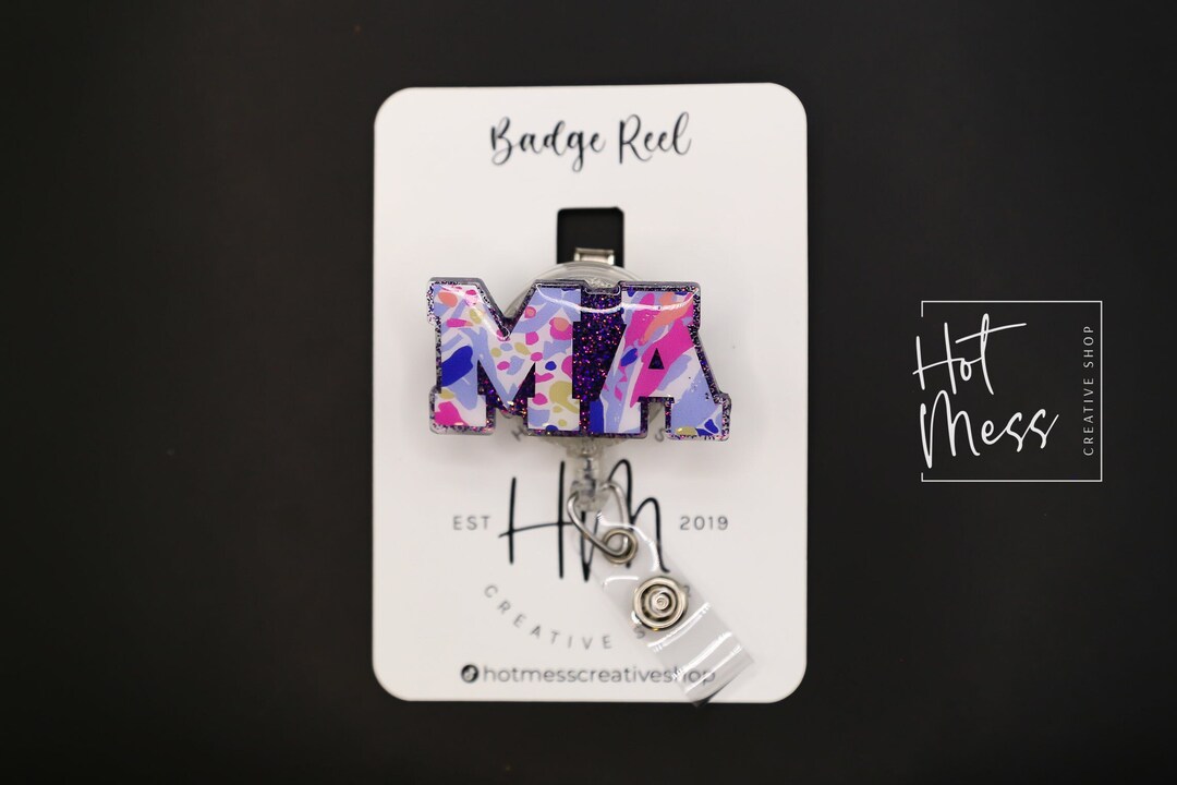 Floral MA Badge Reel, Medical Assistant Badge Reel, RN ID Holder ...