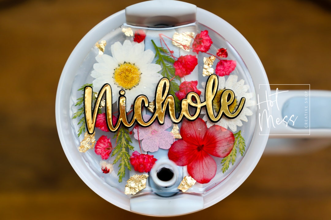 Pressed Flower Stanley Tumbler Topper, Custom Tumbler Plate, Tumbler ...