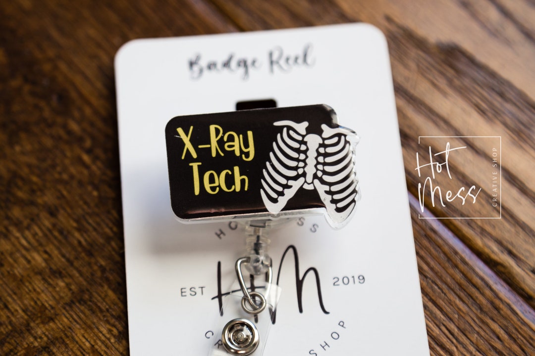 X-ray Tech Funny Chest Bones Badge Reel, Retractable ID Holder ...