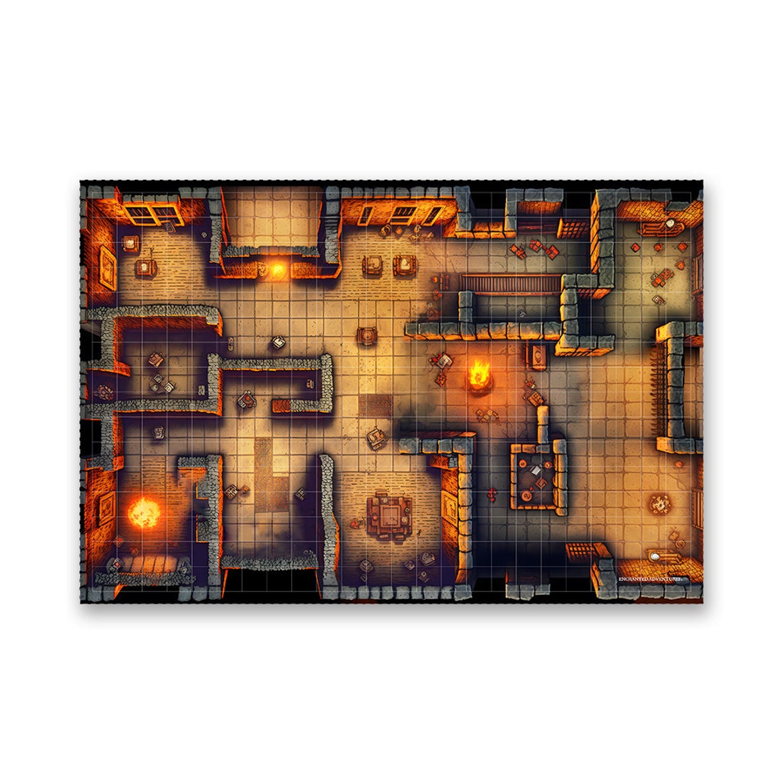Dnd Cloth Battle Map, Fire Dungeon Lair Size M/S - Etsy