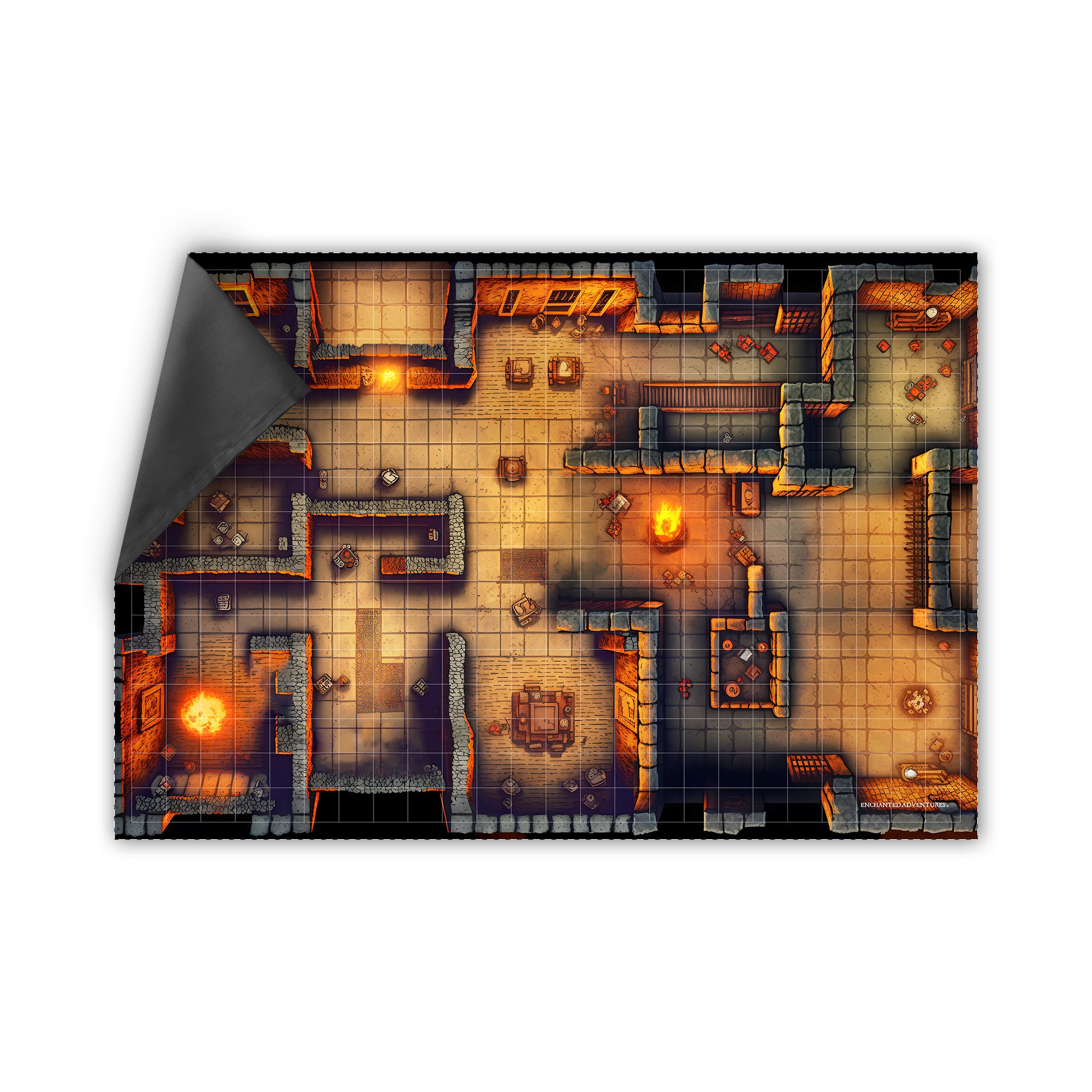 Dnd Cloth Battle Map, Fire Dungeon Lair Size M/S - Etsy