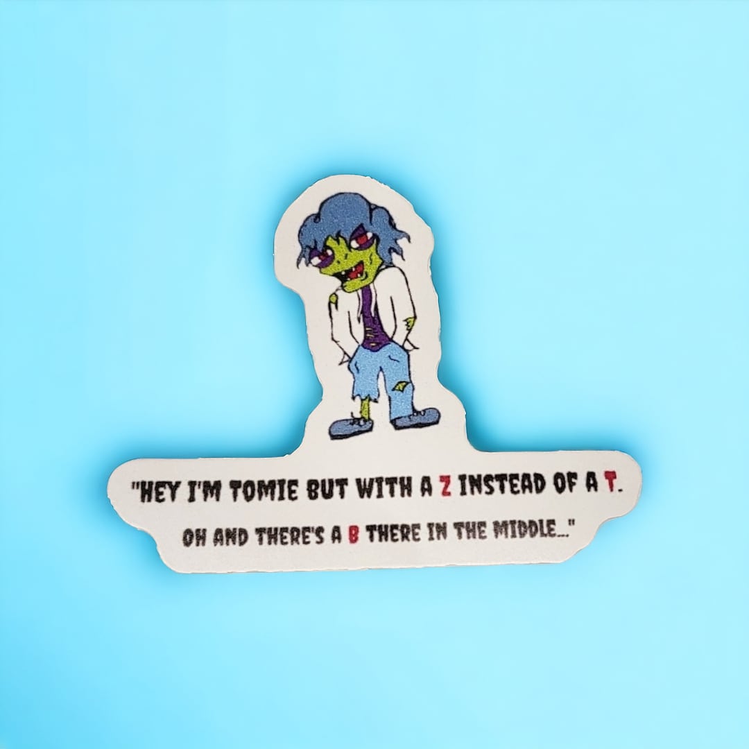 Tomie the Zombie Sticker - Zombie Sticker - Zombie Gifts - Joke Sticker ...