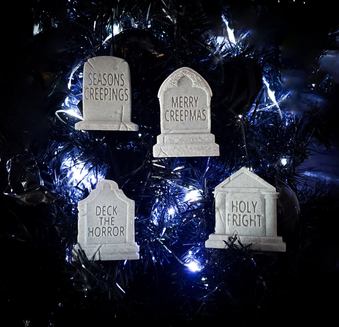 Creepmas Headstone Tree 4 Ornament Set • Gothic Holiday Home Decor • 3D ...