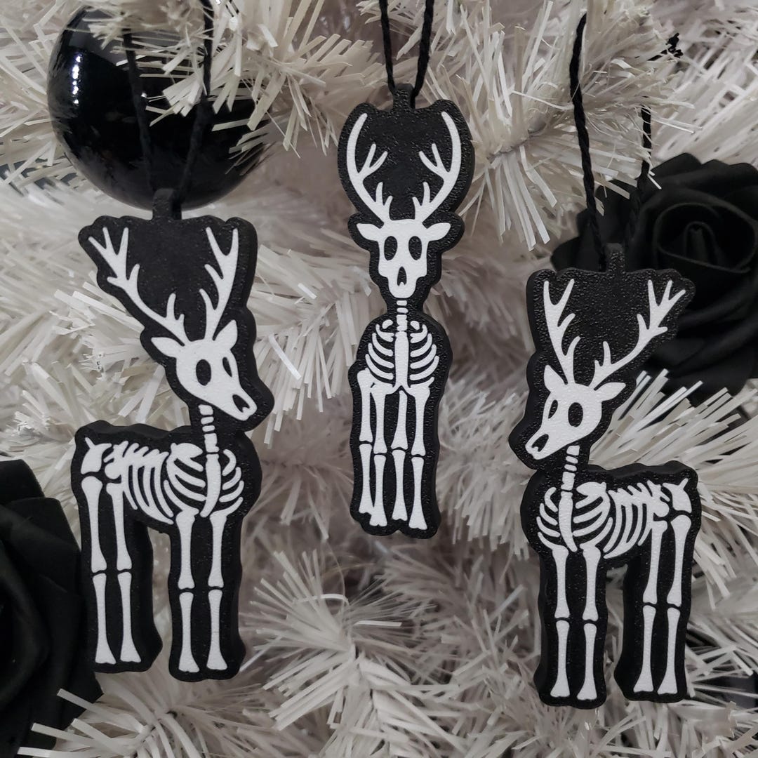 Skeleton Reindeer Ornaments • Gothic Holiday Home Decor • 3D Printed - Etsy
