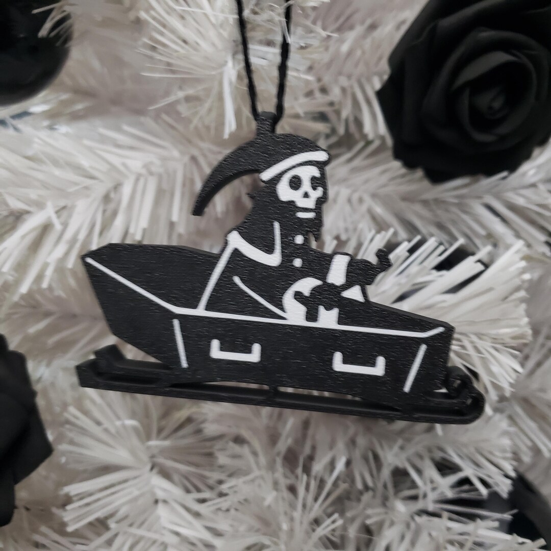 Reaper Santa in Coffin Sleigh Ornament • Gothic Holiday Home Decor • 3D ...