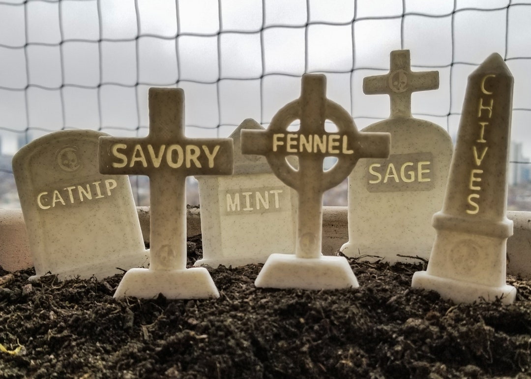 Graveyard Headstone Herb Garden Markers • Gothic Home Garden Decor ...