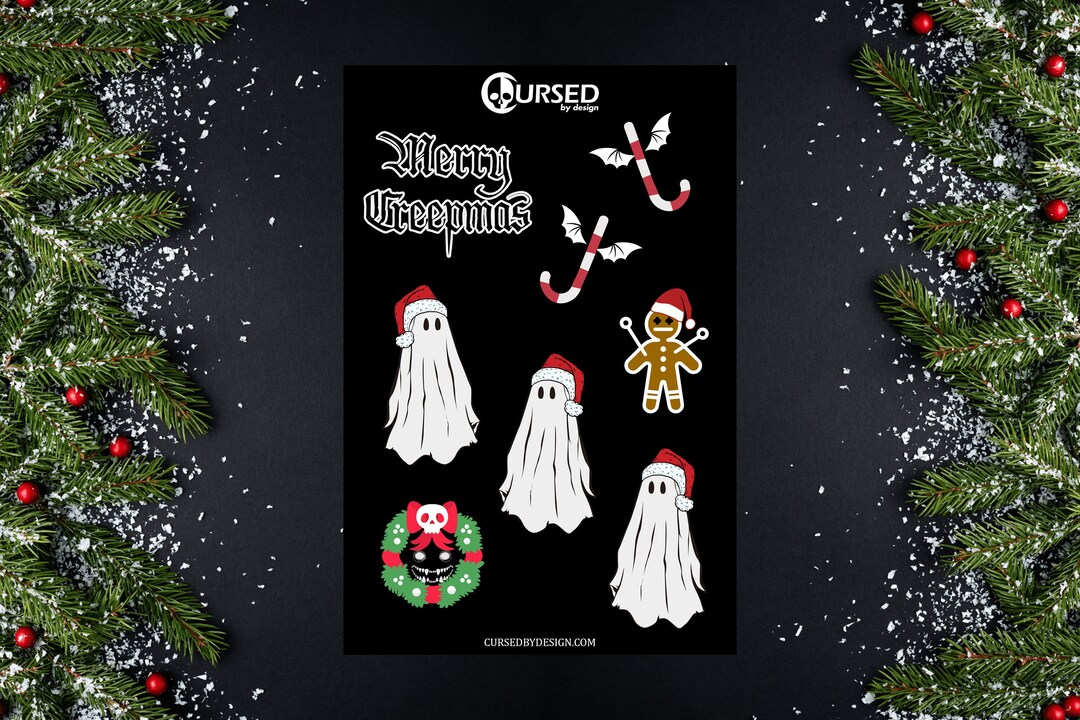 Merry Cursed Creepmas 6x4 Sticker Sheet Stickers Witchy Gothic Washi ...