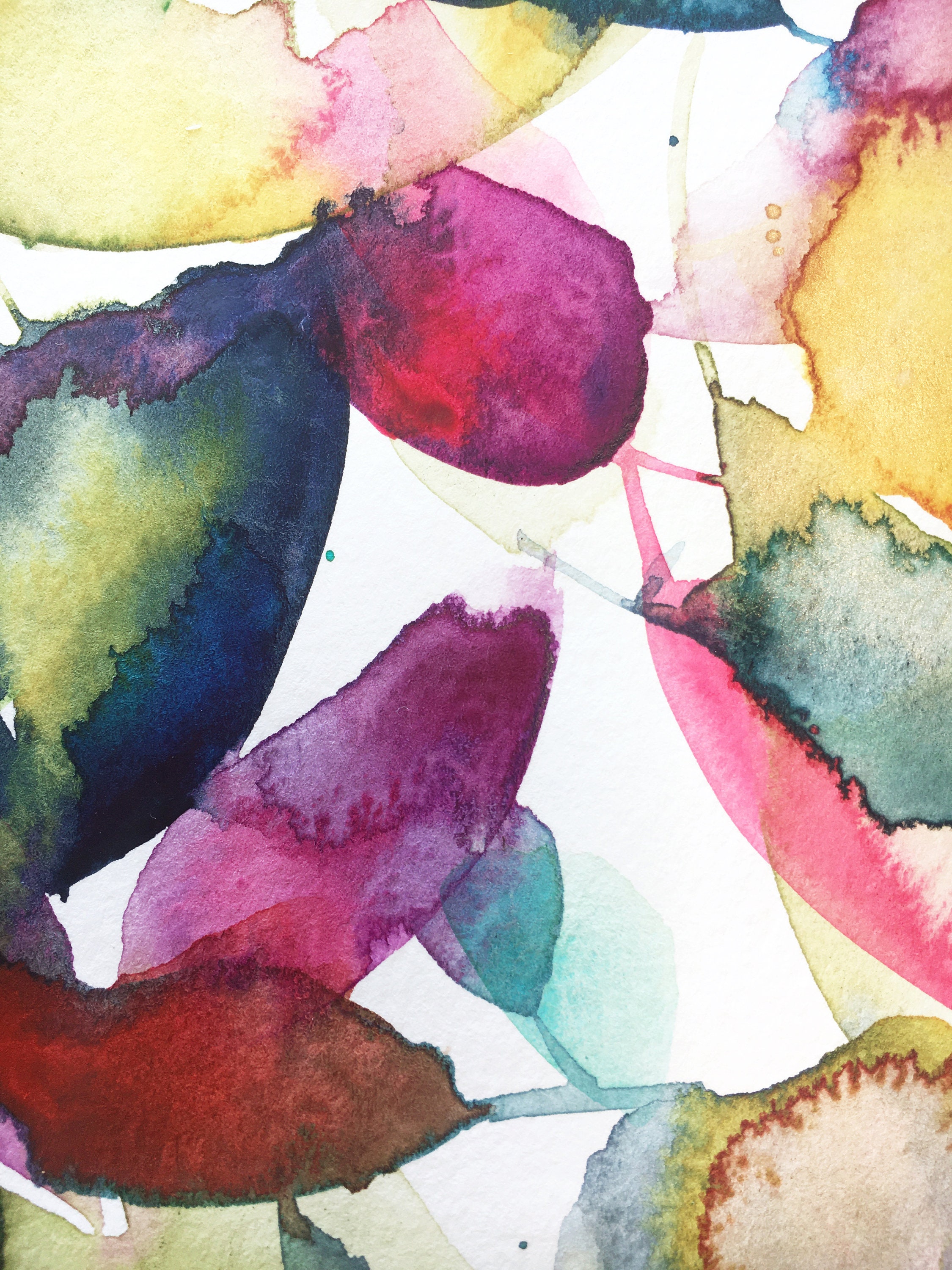 Charmed PRINT. Abstract Watercolor Botanical Painting, Multicolor ...