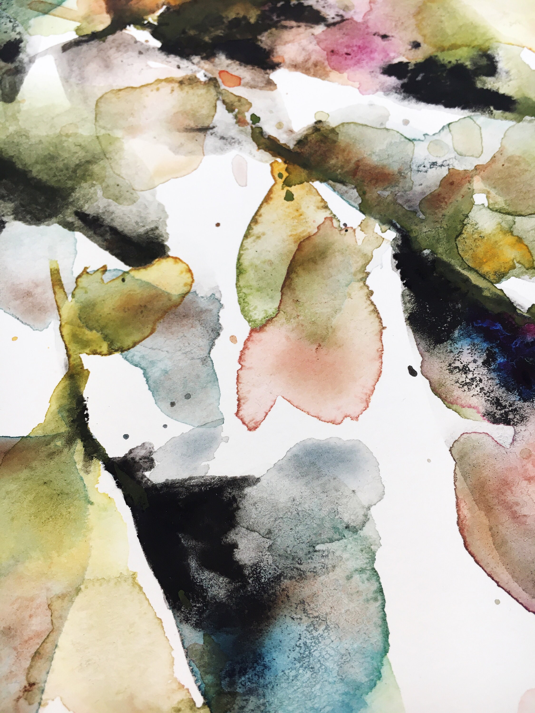 Olive PRINT. Abstract Watercolor Botanical Painting, Olive Green Floral ...