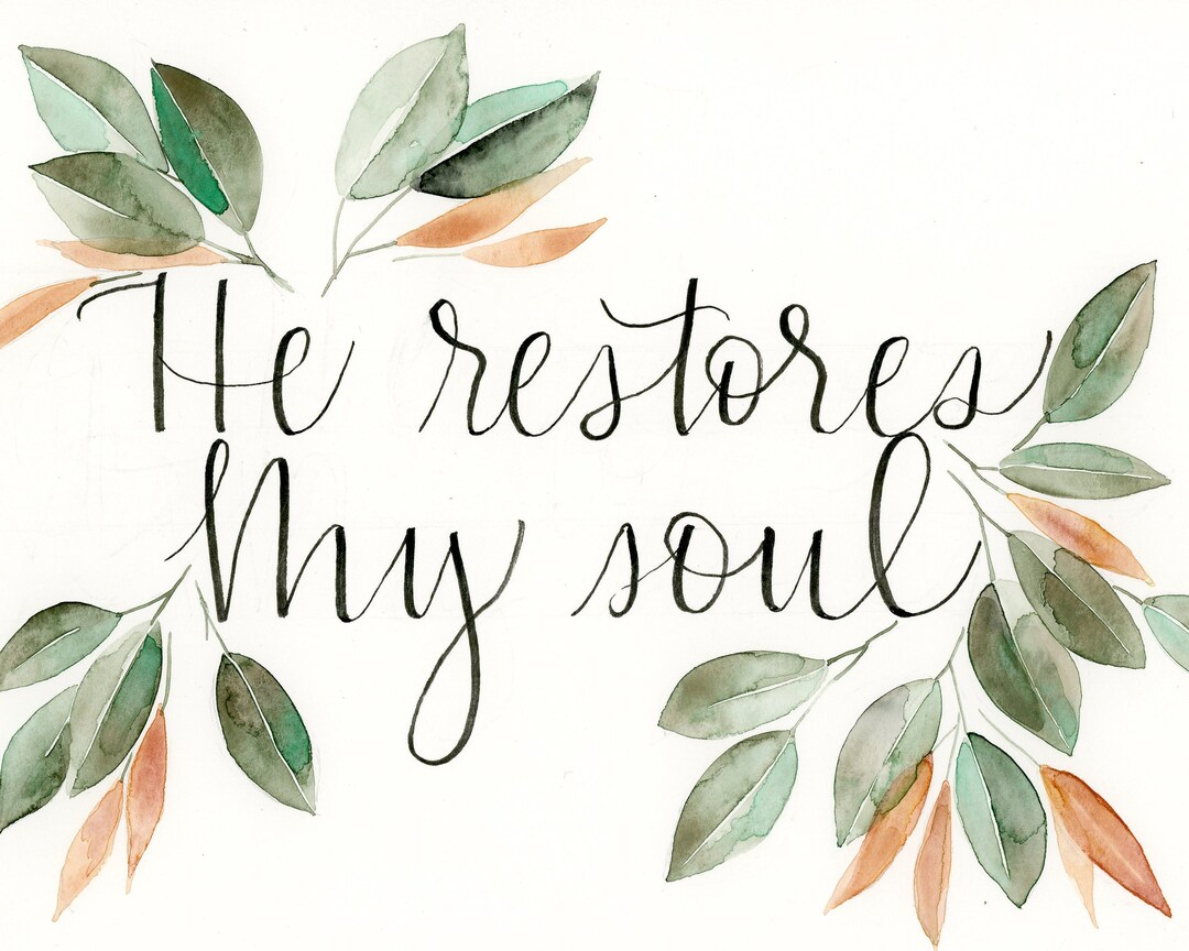 He Restores My Soul PRINT. Watercolor Botanical Painting, Magnolia ...