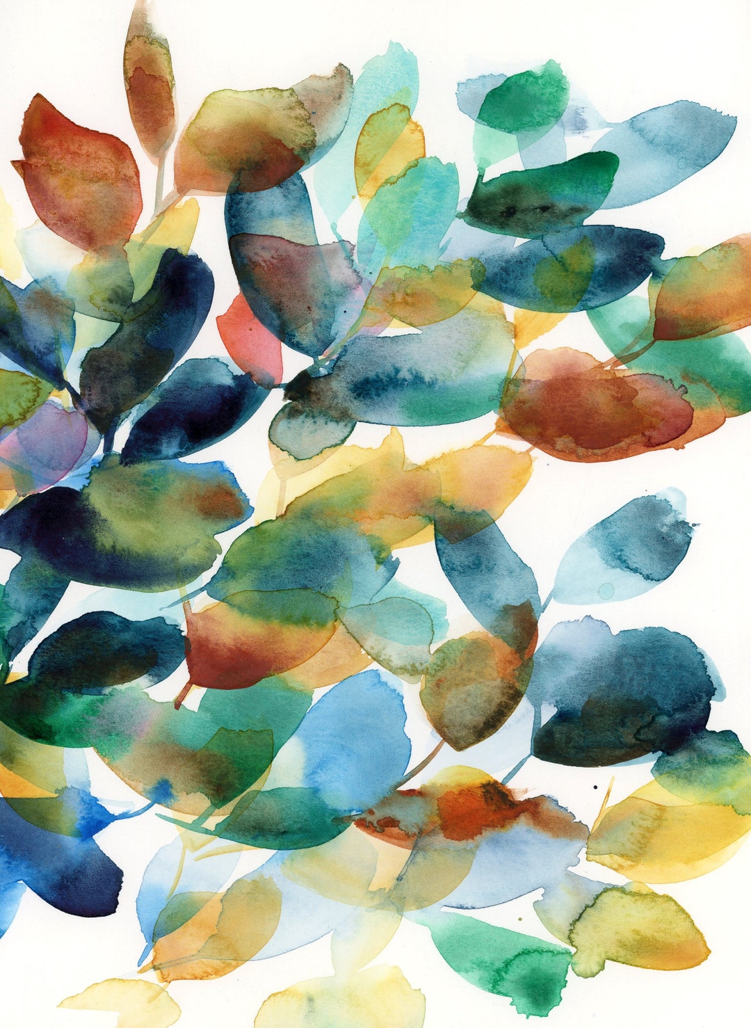 Tidal Wave PRINT. Abstract Watercolor Botanical Painting, Abstract ...