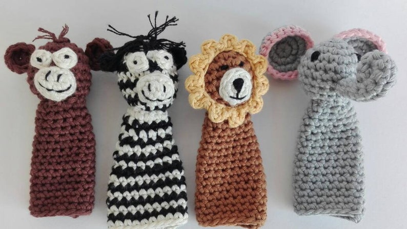African Finger Puppets Lion Monkey Elephant Zebra Finished | Etsy