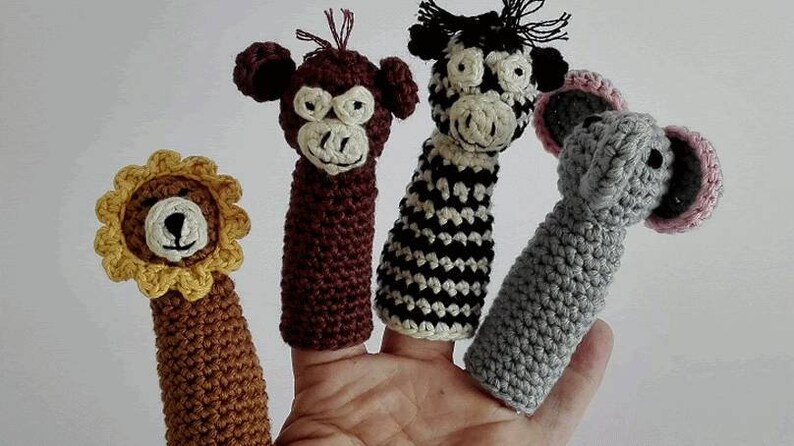 African Finger Puppets Lion Monkey Elephant Zebra Finished | Etsy