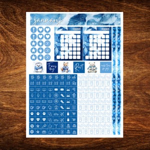 January 2025 Planner Stickers – Winter Tracker, Moon Phases (digital ...