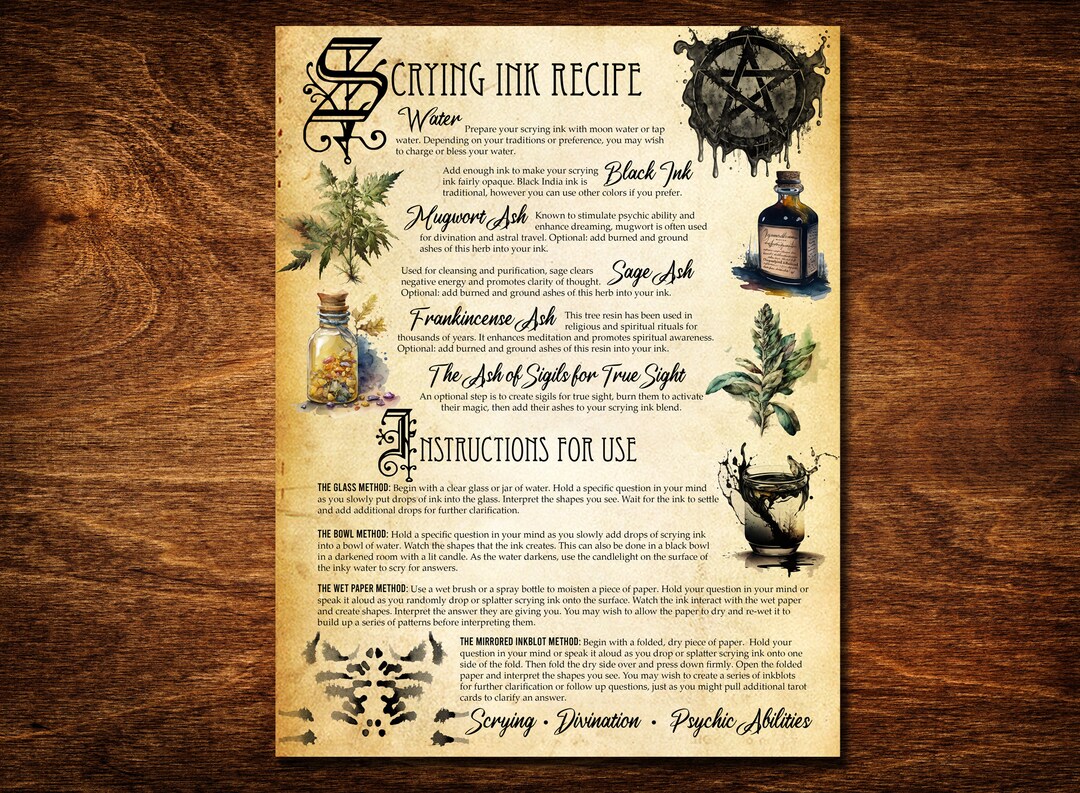 Scrying Ink Printable Book of Shadows Page Scrying Ink - Etsy