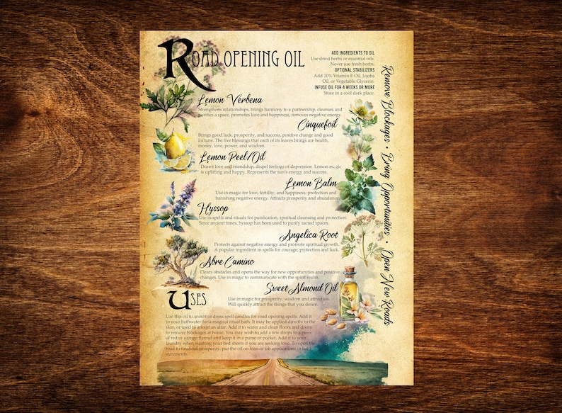 Road Opening Oil - Book of Shadows Page (digital Printable) - Etsy