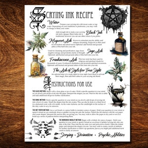 Scrying Ink Printable Book of Shadows Page - Scrying Ink Recipe ...