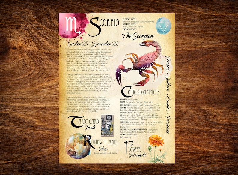 Scorpio Book of Shadows Printable Page Scorpio Zodiac Digital - Etsy
