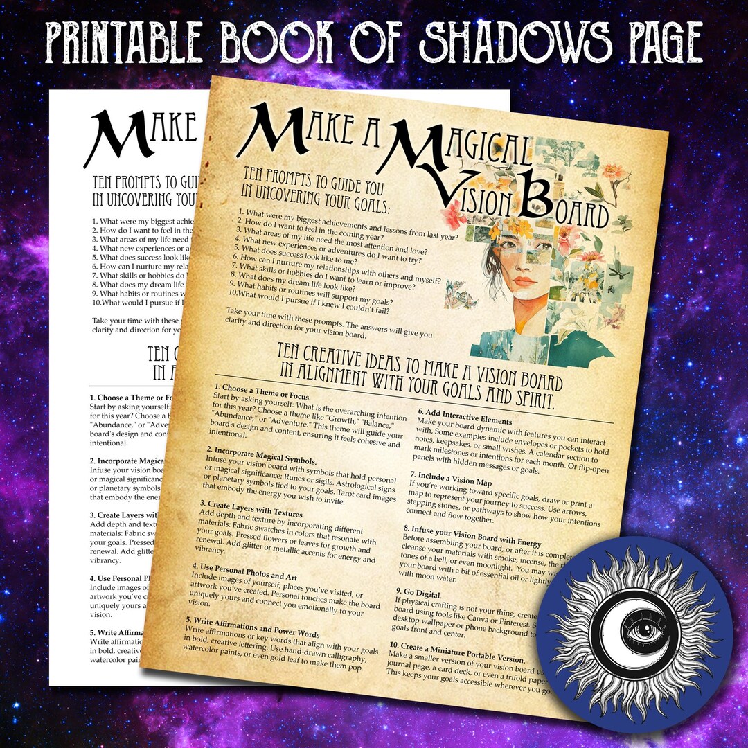 Making a Magical Vision Board Printable Book of Shadows Page - Digital ...