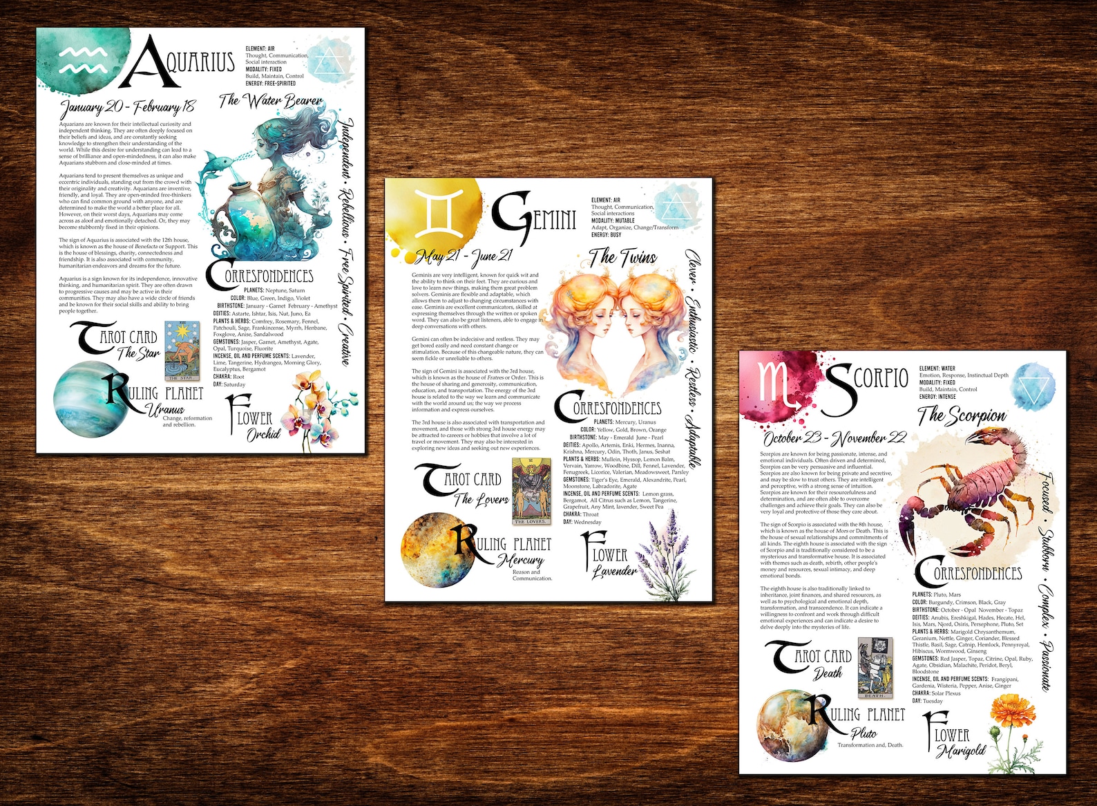 Zodiac Signs Book of Shadows Pages – Printable Astrology Grimoire ...