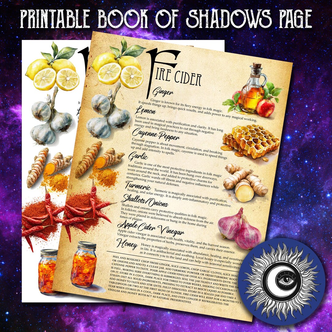 Fire Cider Recipe – Witches' Brew Book of Shadows Page (digital ...