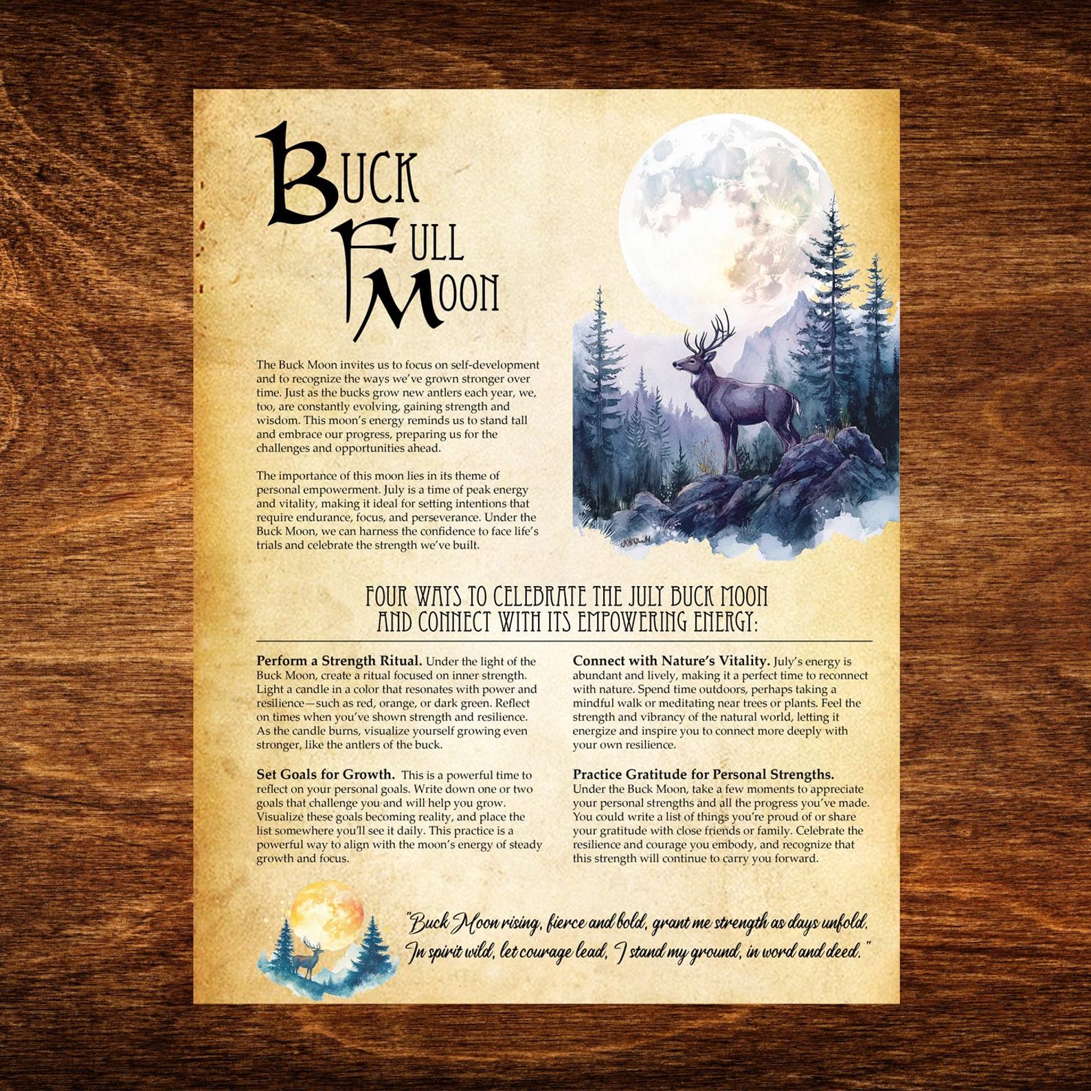 Buck Full Moon Book of Shadows Page - Printable Grimoire (digital ...