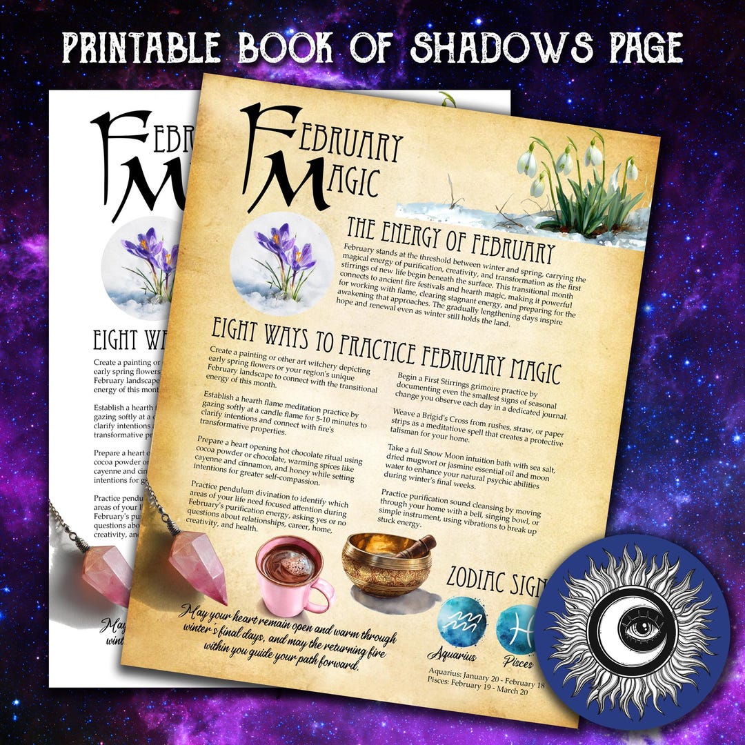 February Magic Book of Shadows Page - Witchcraft Grimoire (digital ...
