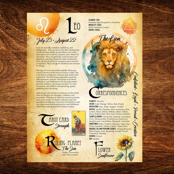 Leo Astrology Book - Etsy