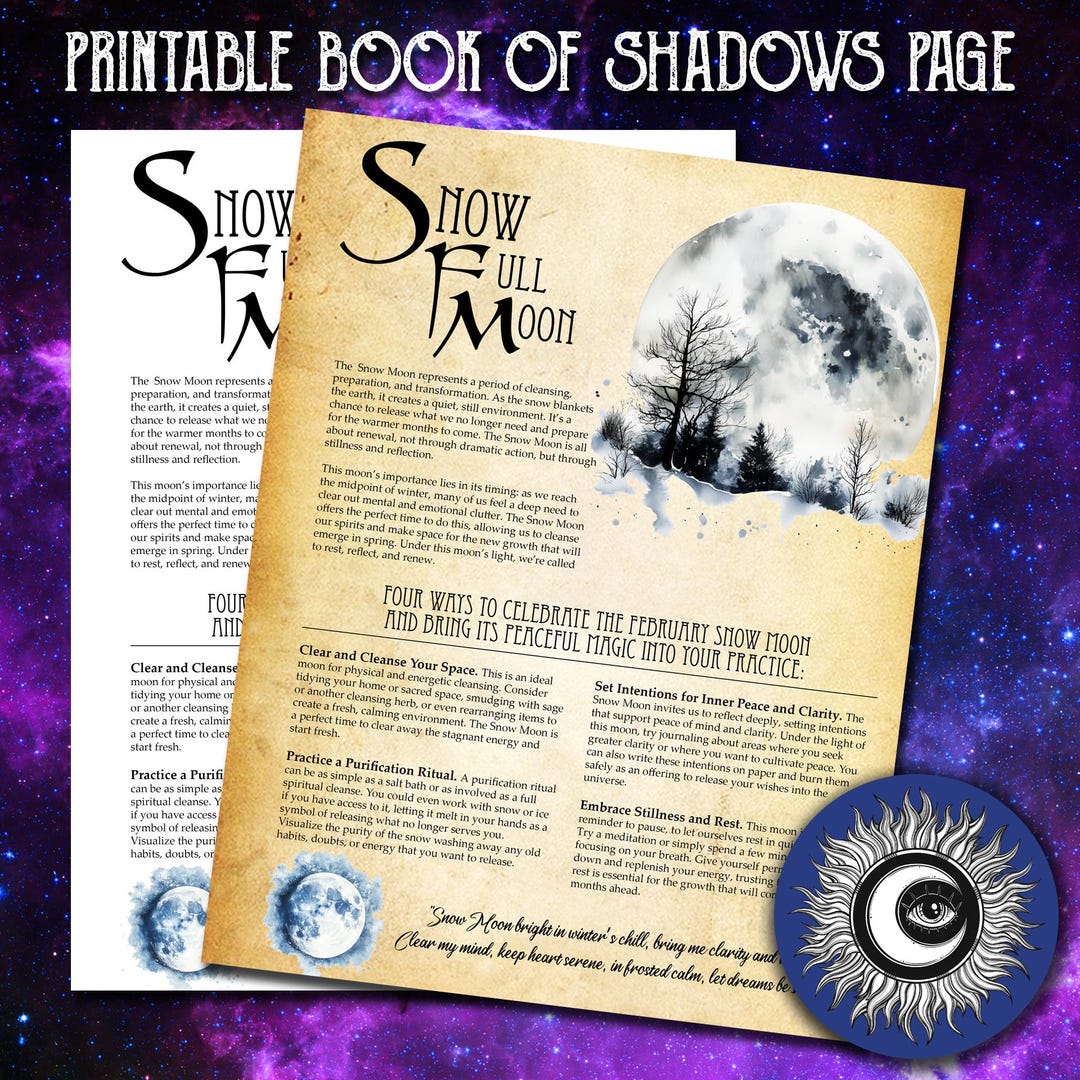 February Snow Full Moon Book of Shadows Page (digital Printable) - Etsy