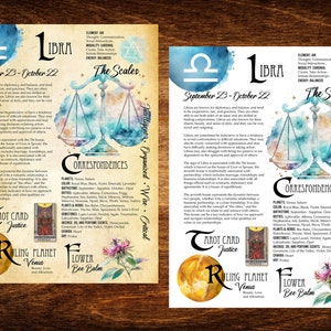 Libra Book of Shadows Printable Page Libra Zodiac- Digital Printable ...