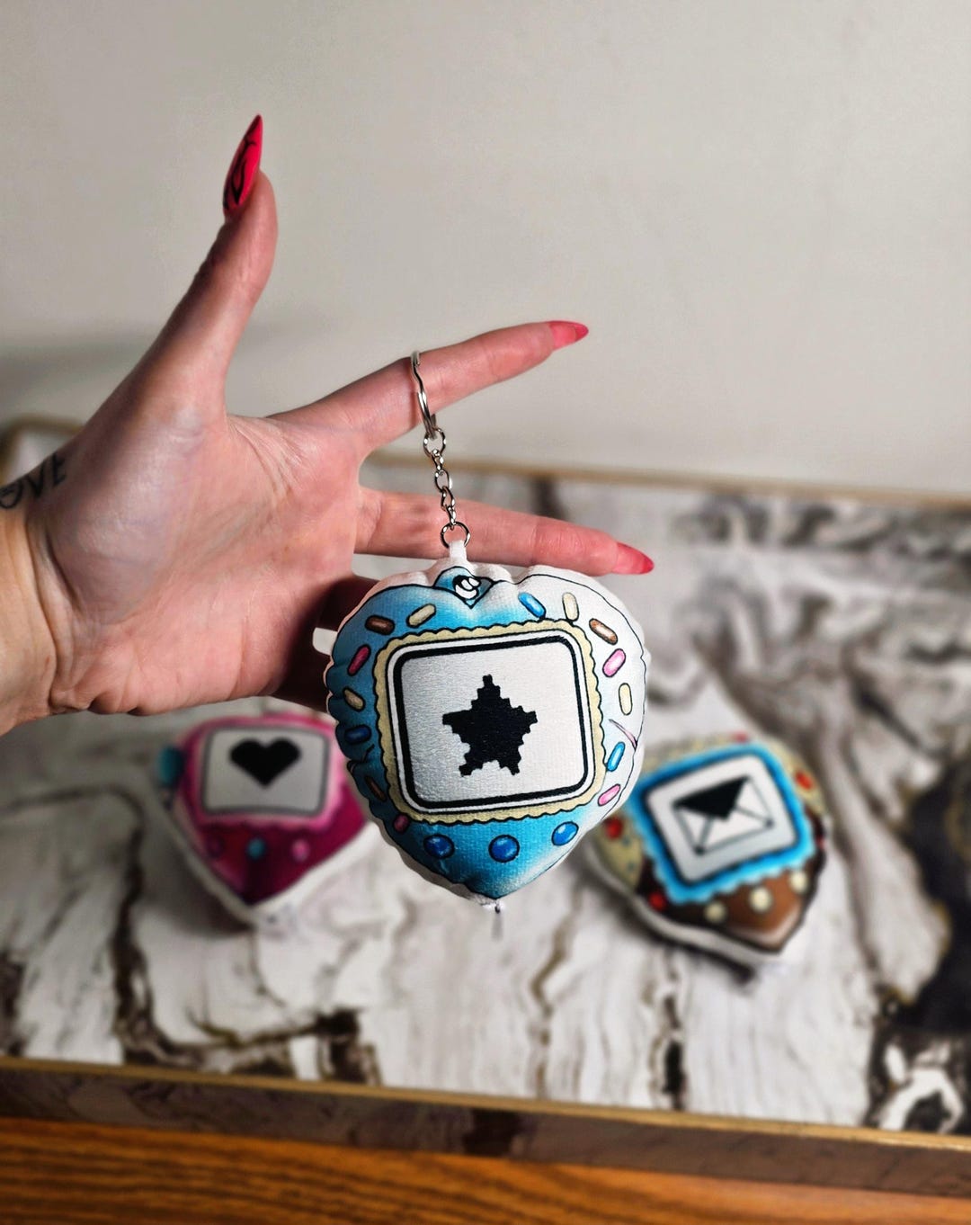 Pixel Star Gotchi Heart Keychain | Mini Plush Keychain - Etsy