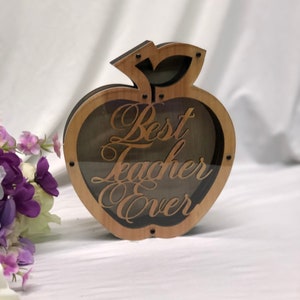 Wooden Initial Personalize Apple Shape Coin Piggy Bank, Coin Bank ...