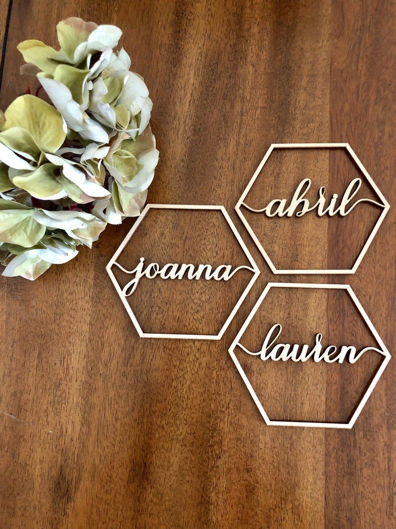 Custom Laser Cut Unique Geometric Shape Name Place Card - Etsy