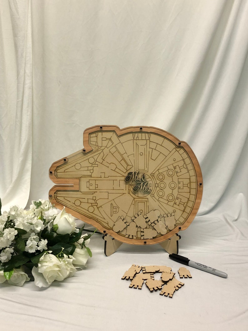 Custom Laser Cut Millennium Falcon Shape Alternative Guest Book Drop ...
