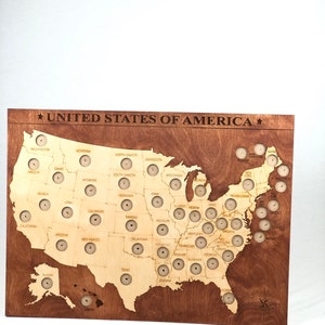Wooden US 50 States Quarter Map Quarter Coin Display Coin | Etsy